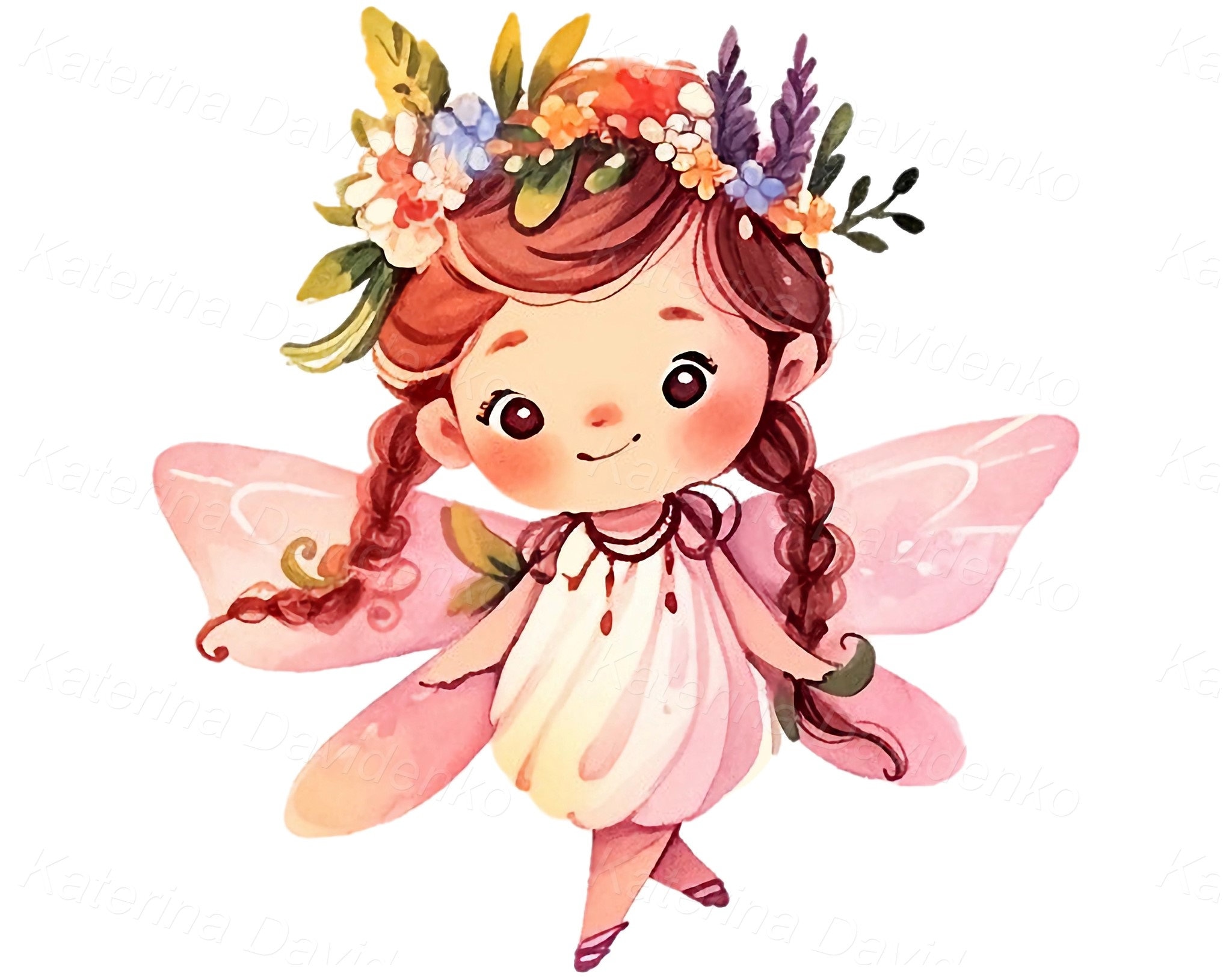 Fairy Clipart Set. Collection of Cute Cartoon Fairies With Flowers ...