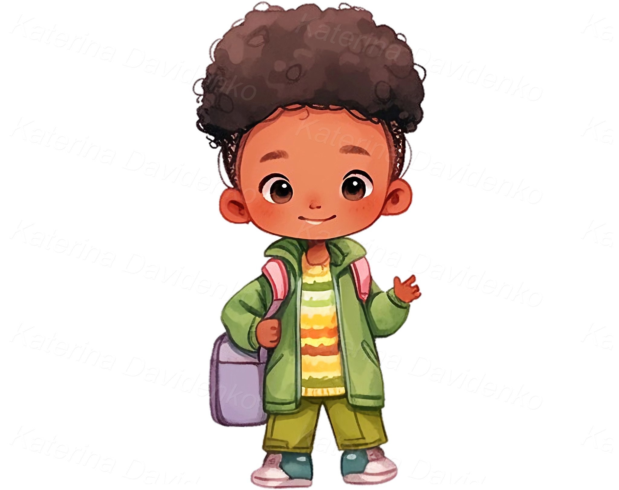 Cute Cartoon Multiethnic School Kids With Backpacks PNG Clipart Set ...