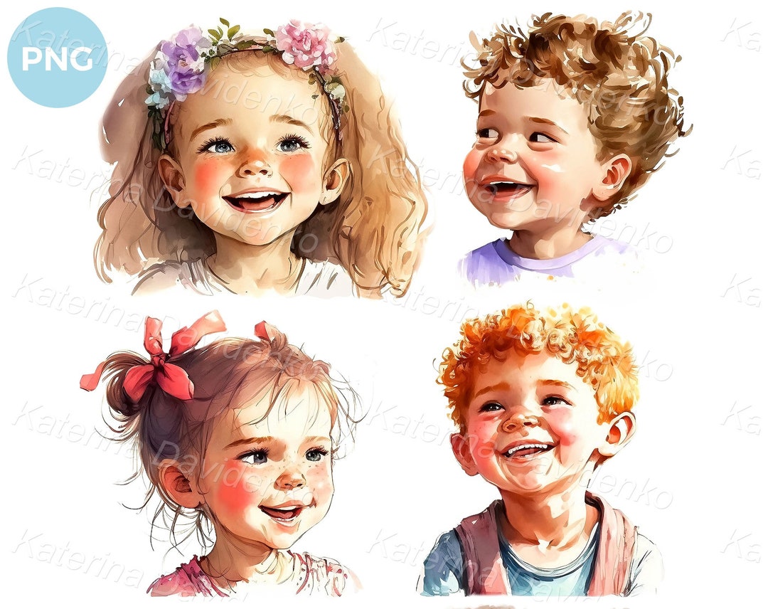 Set of Avatars of Cute Happy Little Kids. Smiling Children Faces, Boys ...