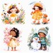 Cute Cartoon Little Boys and Girls Standing in a Row, Isolated ...