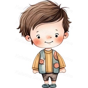 Set of Happy Cartoon Kids PNG Clipart. Little Boys and Girls Standing ...