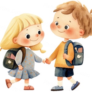 Cute School Kids PNG Clipart Set. Education Clipart. Isolated Children ...