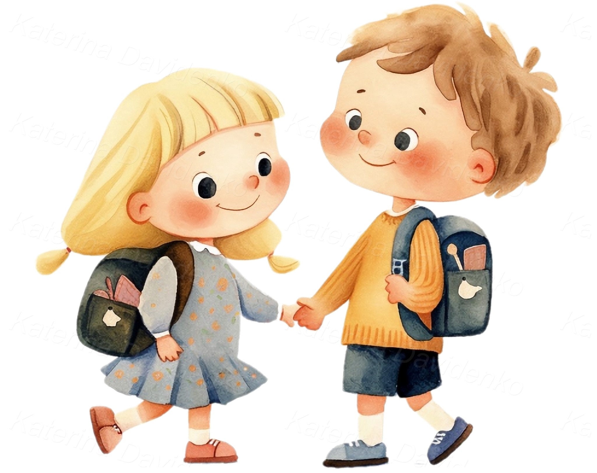 Cute School Kids PNG Clipart Set. Education Clipart. Isolated Children ...
