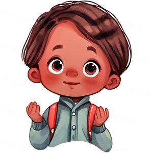 Collection of Cute Cartoon Kids Clipart PNG Set of Little Girl Faces ...