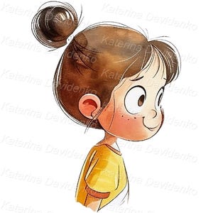 Kids Emotions PNG Clipart Set. Cartoon Little Girl With Different ...