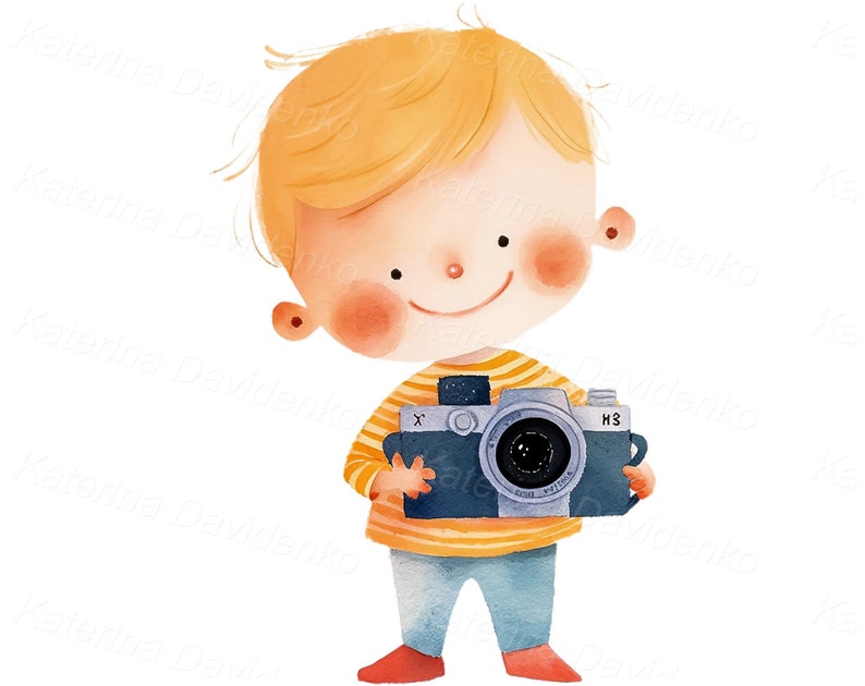 Set of Isolated Watercolor Cartoon Kids PNG Clipart, Children ...