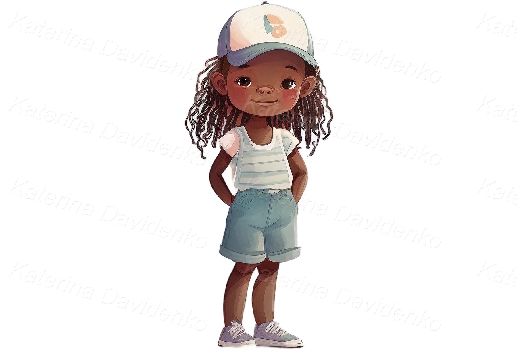 Cute Cartoon Little Children in Summer Clothes Standing in a Row Boys ...