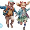 Cartoon Kids PNG Clipart, Cute Children Jumping Together With Joy ...