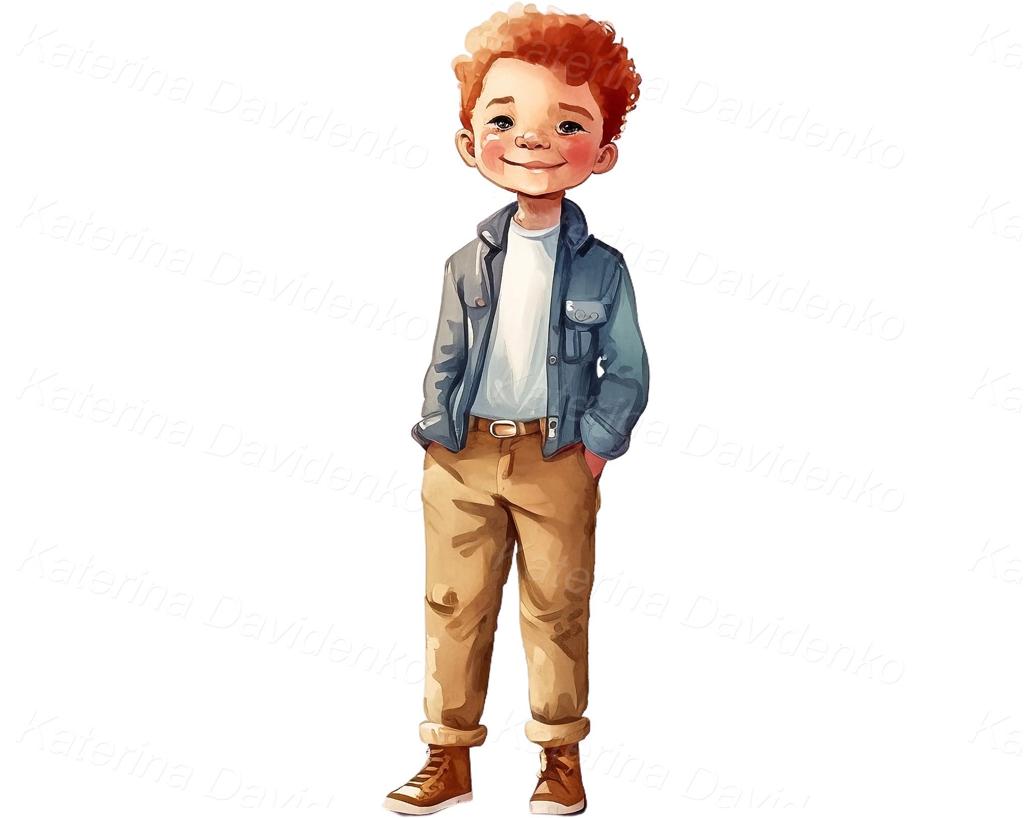 Set of Cartoon Smiling Children Standing in a Row. Transparent PNG ...