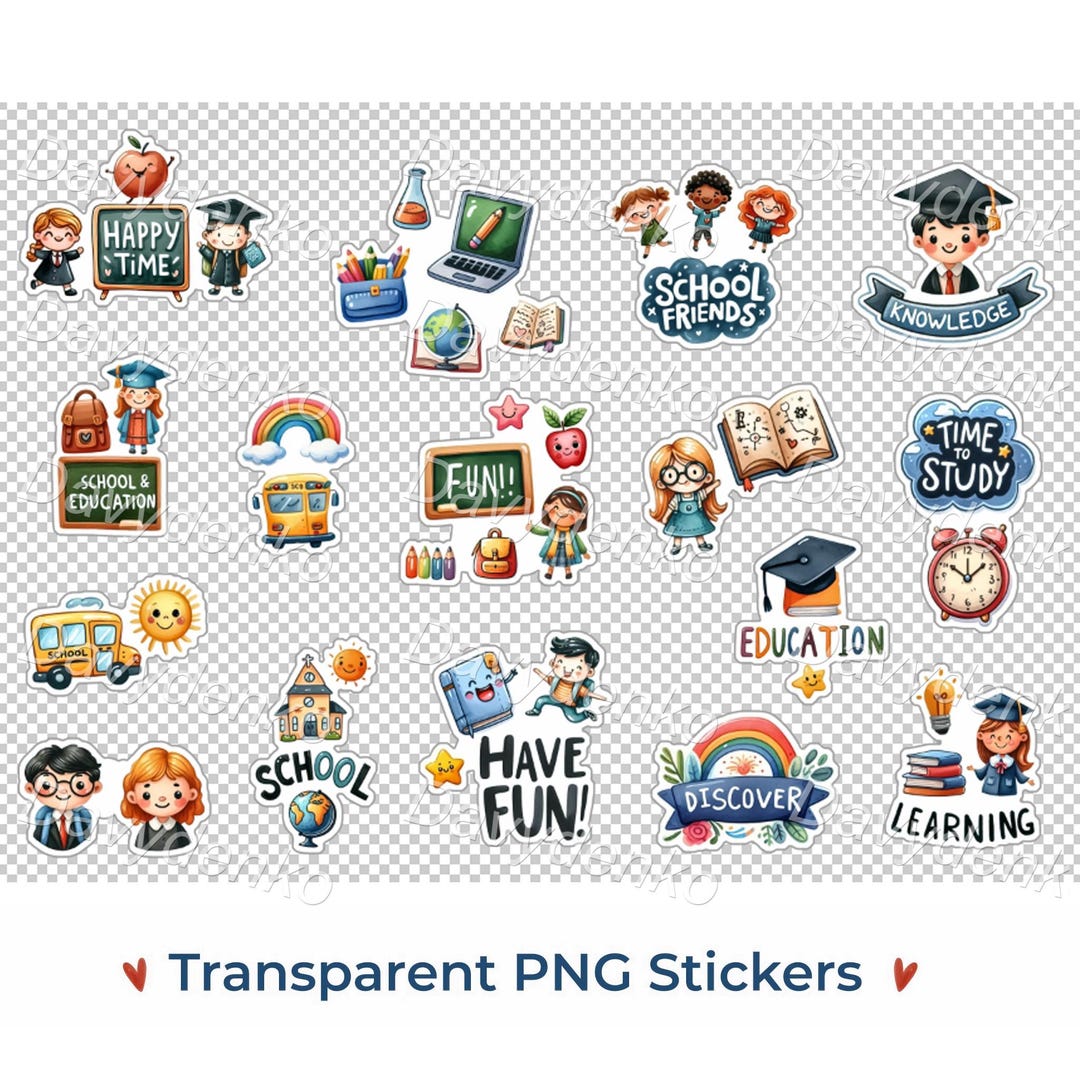 Cartoon School Stickers for Planner, Stickers Goodnotes, Kids and ...