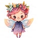 Set of Cute Watercolor Fairies PNG Clipart, Cartoon Characters in Anime ...