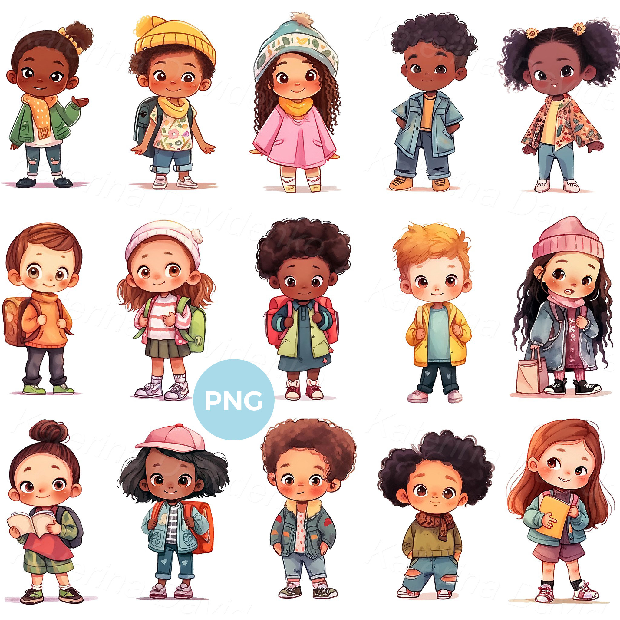 Cartoon Happy Little Kids PNG Clipart. Cute Multinational Boys and ...