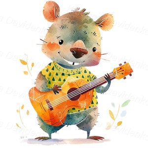 Cute Cartoon Animals Playing Guitars and Singing Songs. Animals ...