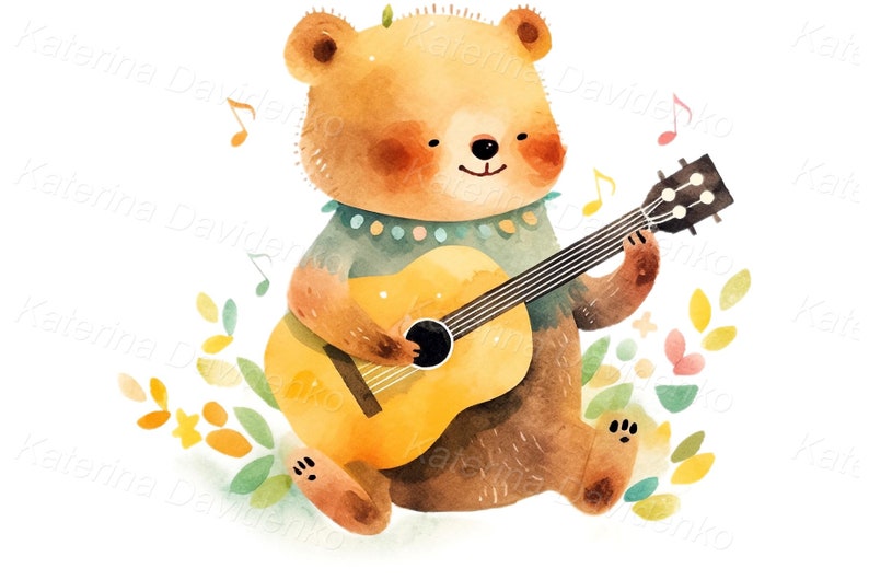 Cute Cartoon Animals Playing Guitars and Singing Songs. Animals ...