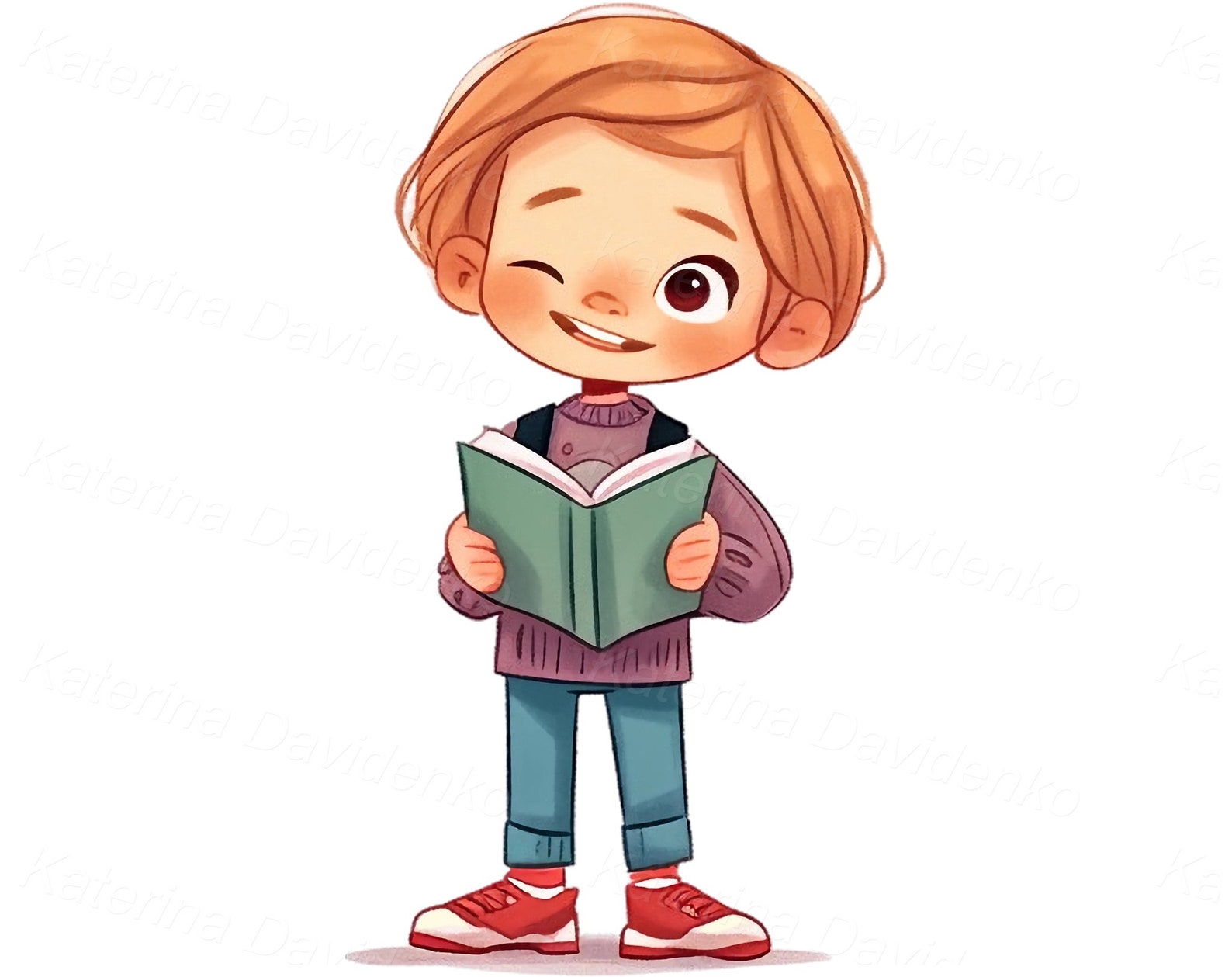 Cartoon PNG Happy Girl Standing With Book and Backpack Clipart Isolated ...