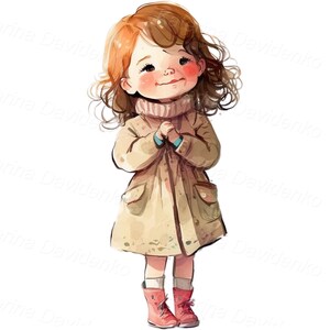 Children in Winter Casual Clothes Standing in a Row, Isolated ...