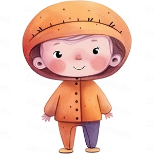 Cartoon Little Kids PNG Clipart Set. Cute Children Standing Full Height ...