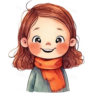 Set of Happy Cartoon Kids Faces Clipart, Multinational Children PNG ...