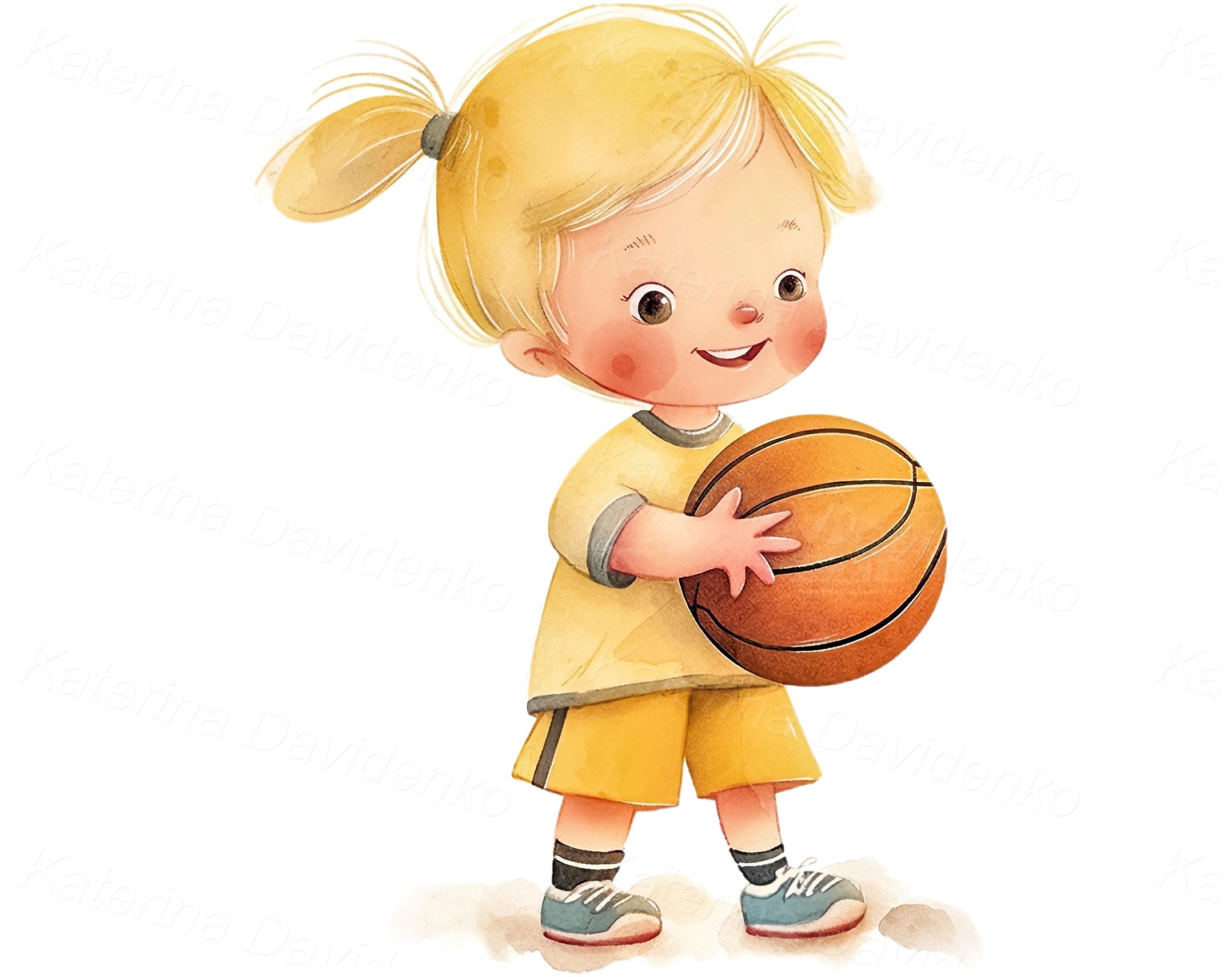 Cartoon Children Doing Different Outdoors Activities, Watercolor ...