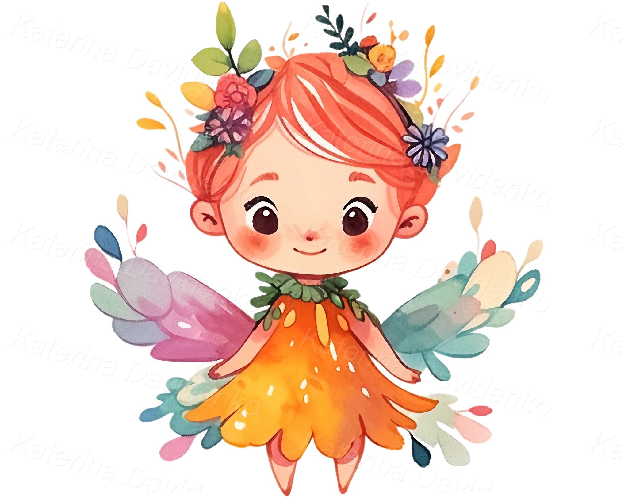 Fairy Clipart Set. Collection of Cute Cartoon Fairies With Flowers ...