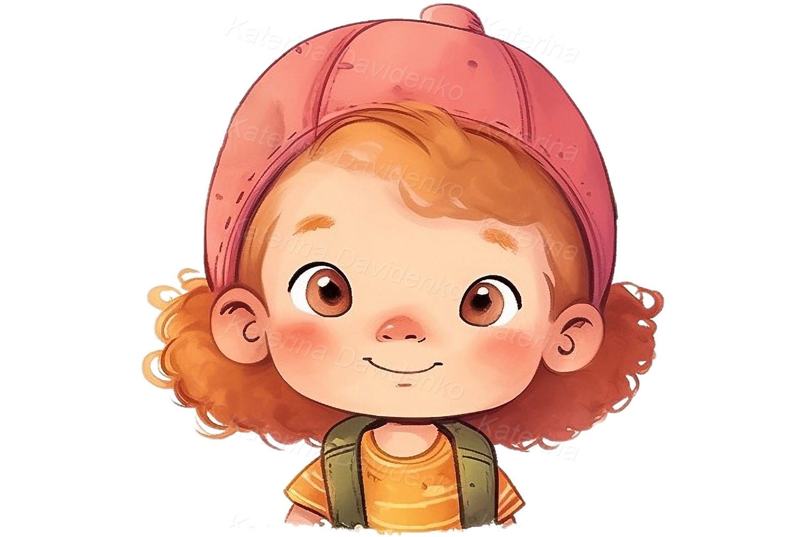 Collection of Watercolor Happy Cartoon Kids Faces PNG Clipart, Smiling ...