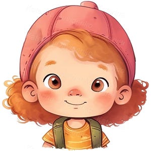 Collection of Watercolor Happy Cartoon Kids Faces PNG Clipart, Smiling ...
