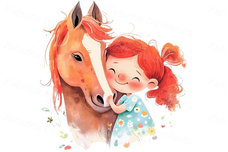 Cartoon Happy Kids With Pets. Portraits of Cute Children With - Etsy