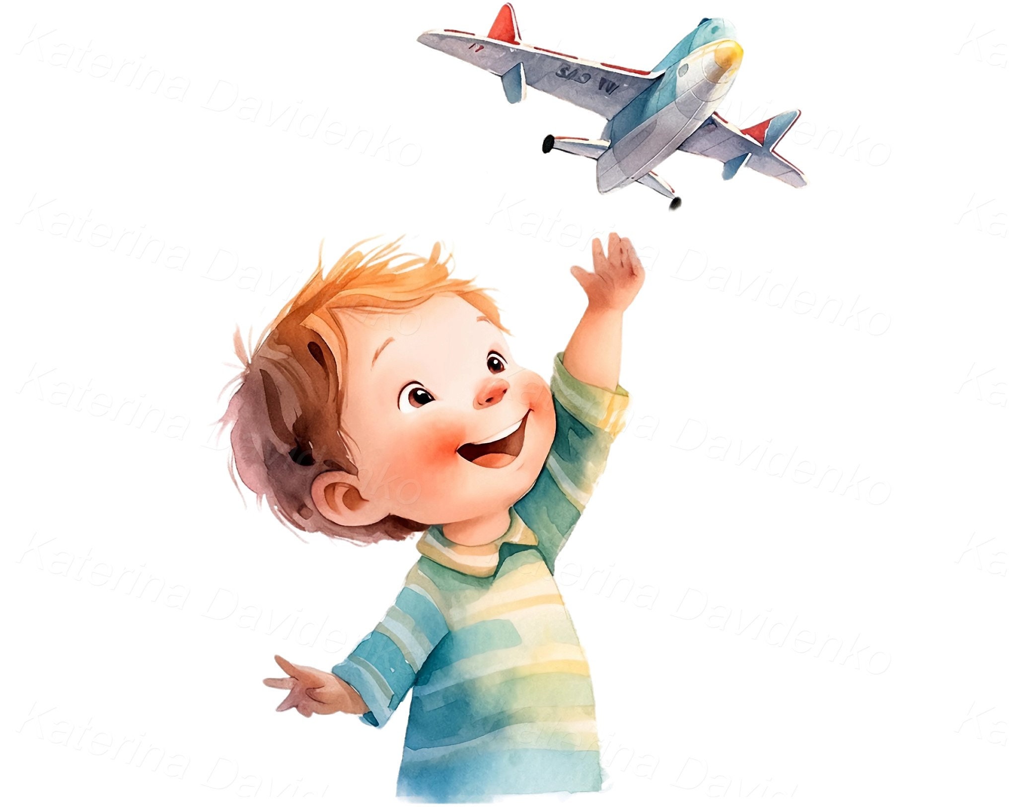 Cartoon Children Doing Different Outdoors Activities, Watercolor ...