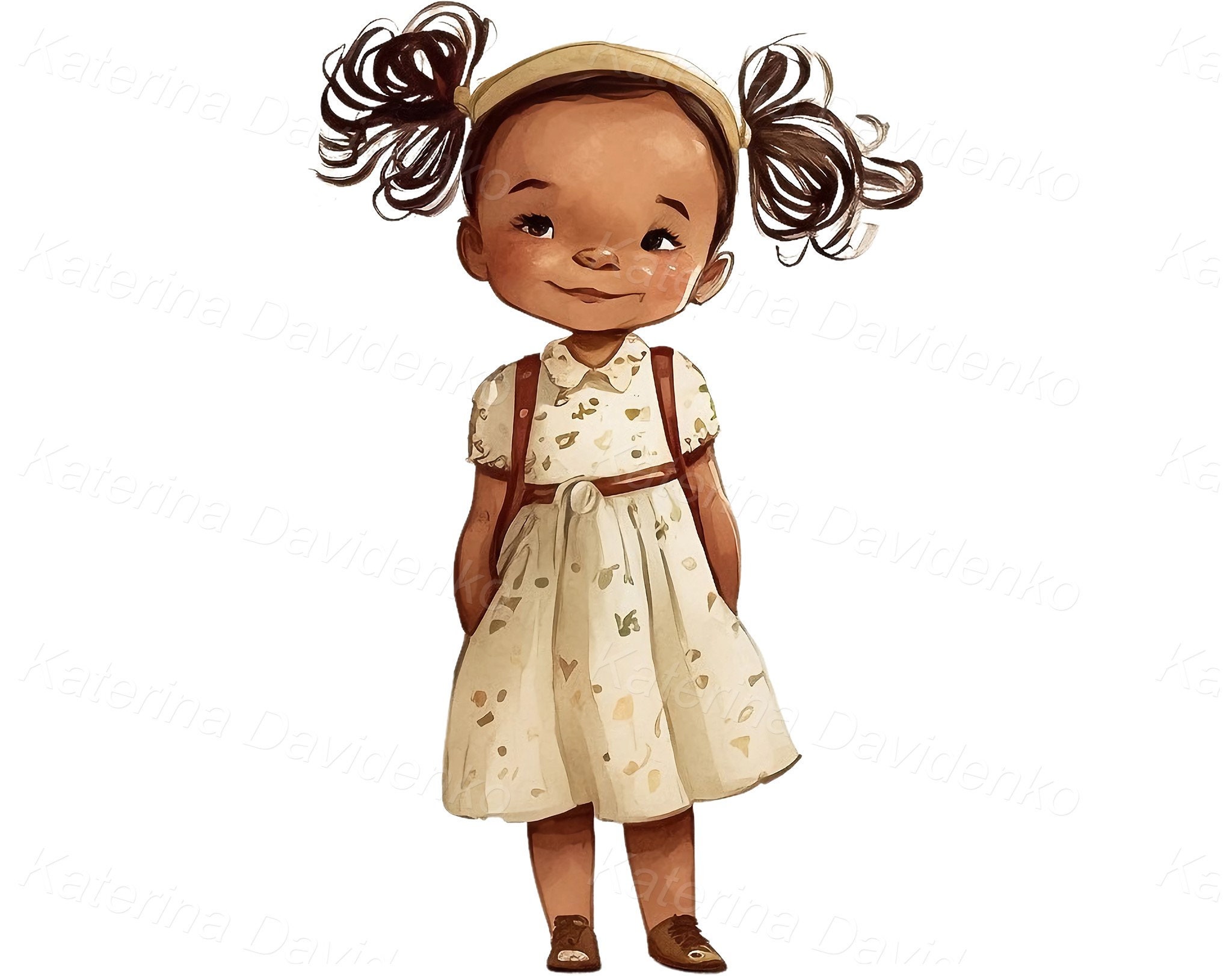 Cute Little Preschooler Kids, Isolated Cartoon Watercolor Children in ...