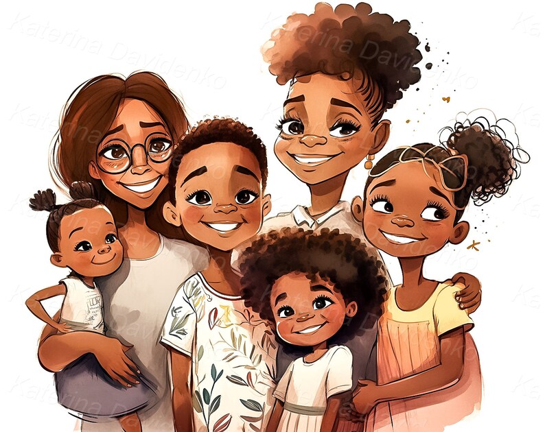 Set of Cartoon Happy Family Clipart. Portraits of Parents With Kids - Etsy