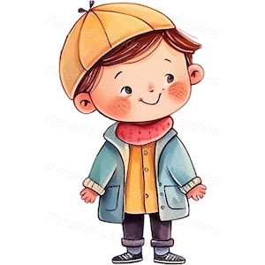 Set of Happy Cartoon Kids PNG Clipart. Little Boys and Girls Standing ...