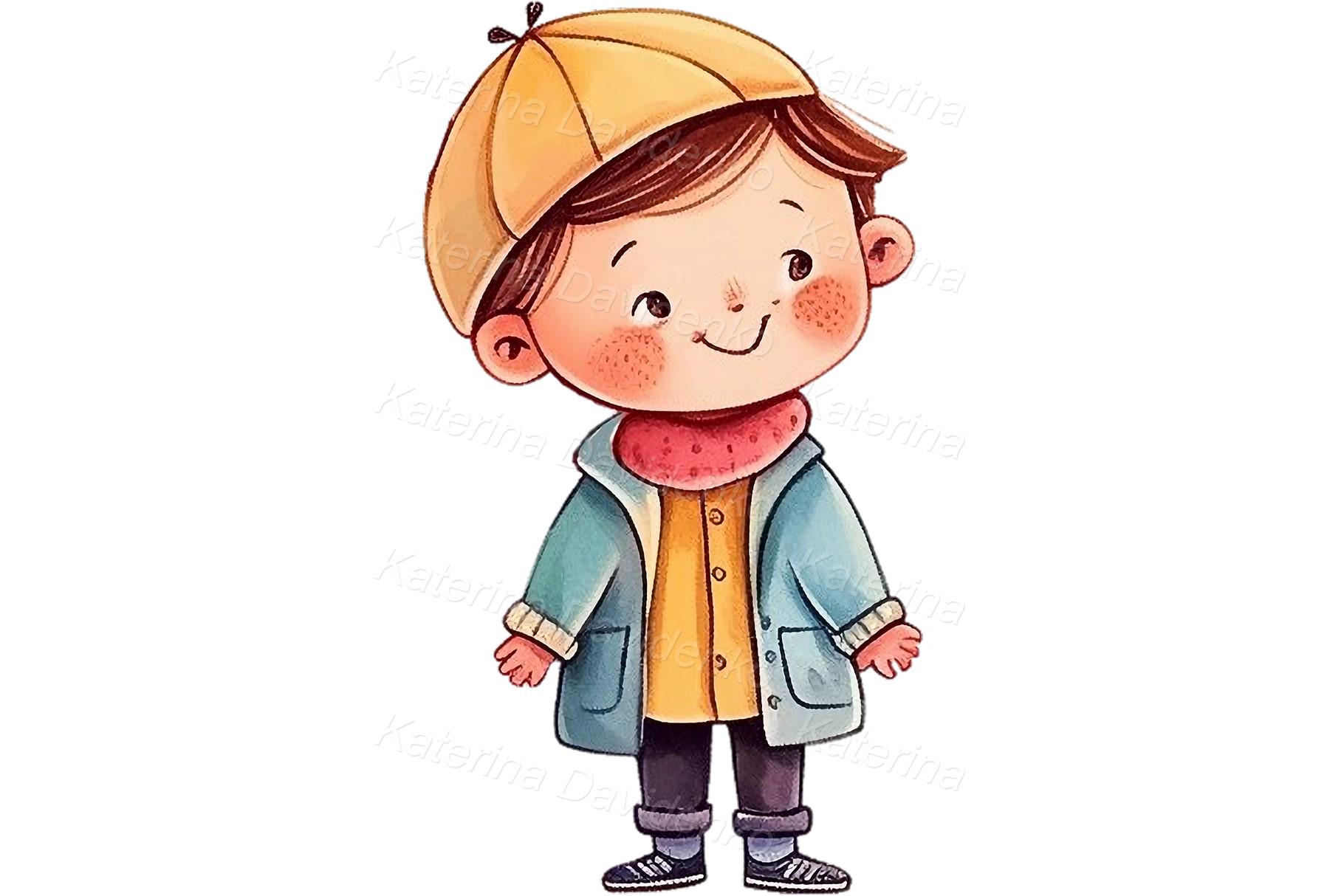 Set of Happy Cartoon Kids PNG Clipart. Little Boys and Girls Standing ...