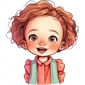 Set of Multinational Cartoon Little Kids Clipart, Smiling Children ...