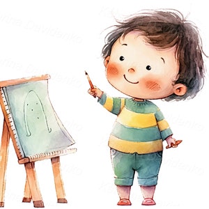 Set of Isolated Watercolor Cartoon Kids PNG Clipart, Children ...