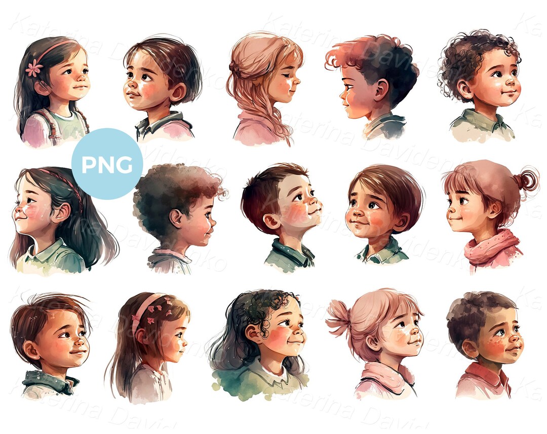 Collection of Cute Children Faces PNG Clipart, Boys and Girls Portraits ...