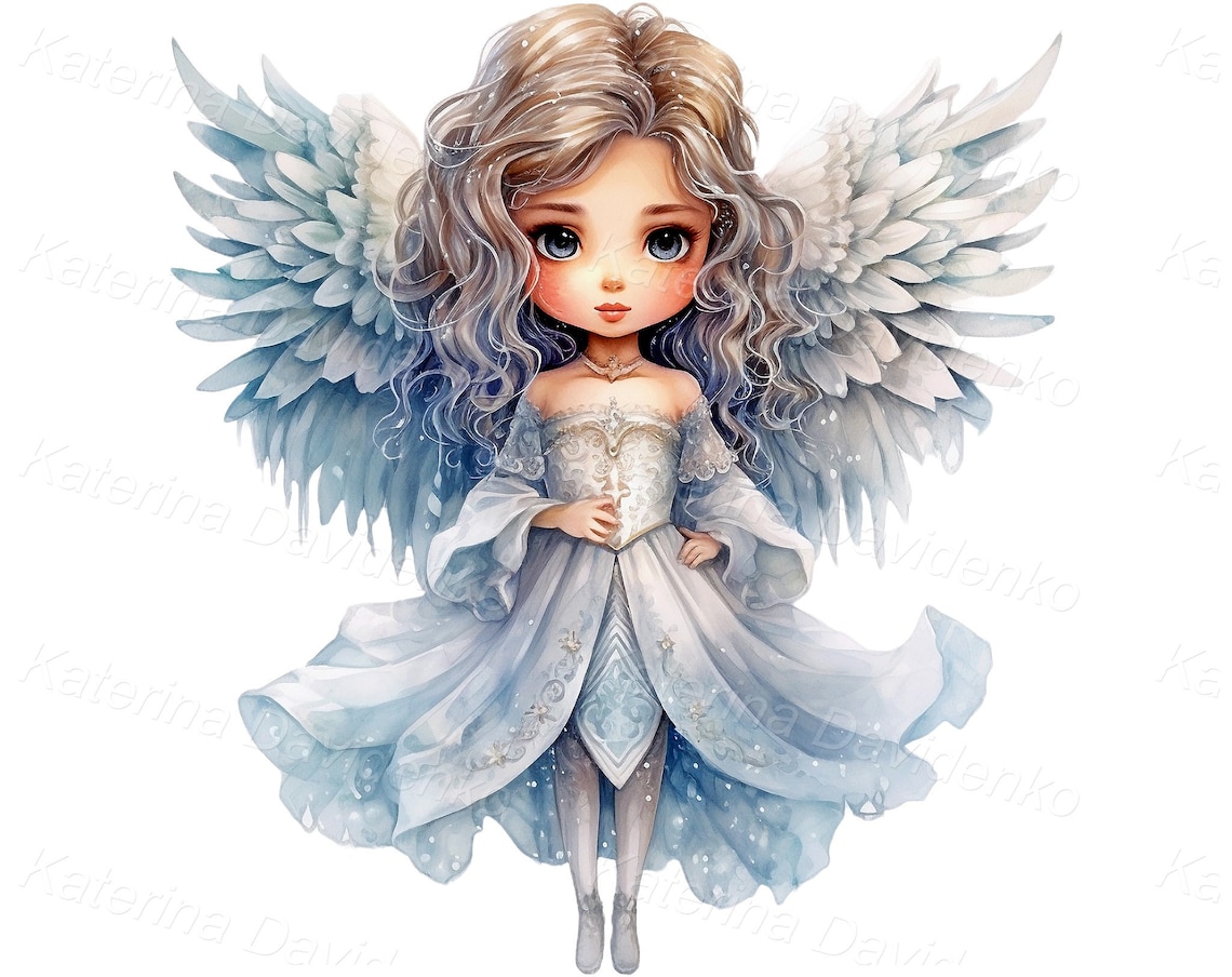 Collection of Cute Little Angels PNG Clipart Set of Cartoon - Etsy