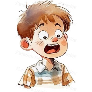 Cartoon Kids PNG Clipart Set. Little Boy With Different Emotions ...