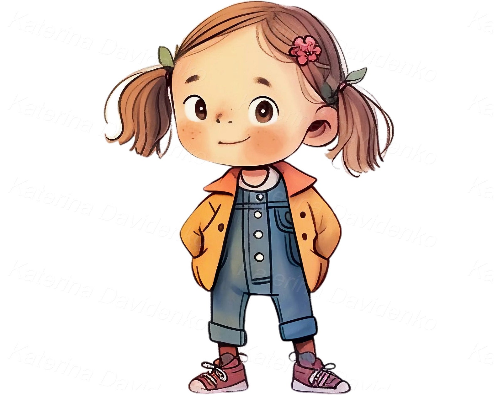 Set of Cute Standing Children, Full Height. Preschooler Cartoon Little ...