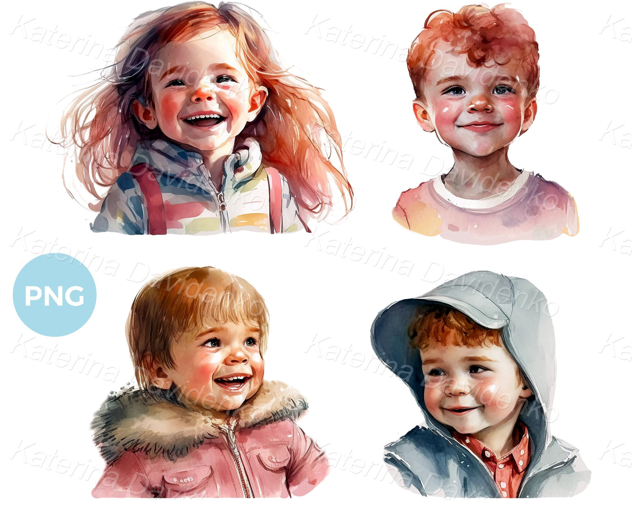 Set of Avatars of Cute Little Boys and Girls. Kids Faces PNG Clipart ...