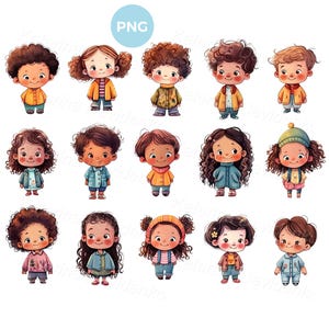 Happy Cartoon Kids Standing Clipart. Transparent PNG Children ...