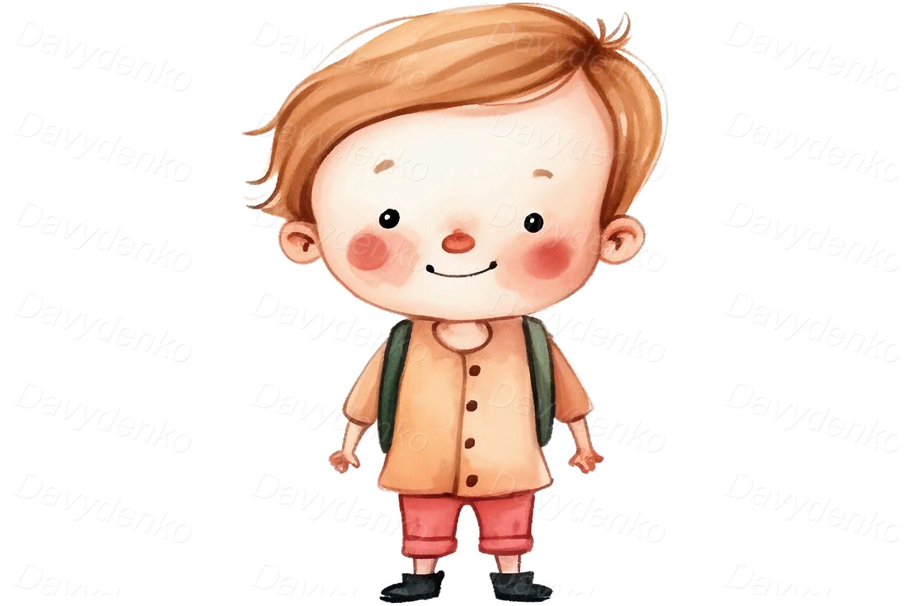 Cartoon Kindergarten Kids, Isolated PNG Children Clipart. Cute Little ...