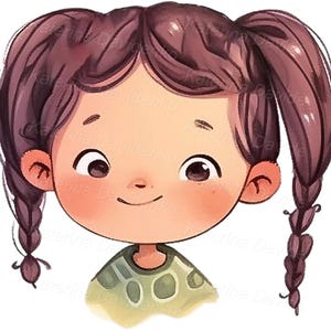 Happy Cartoon Kids Faces Set, Watercolor Kids PNG Clipart, Isolated ...