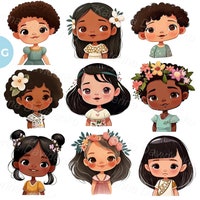 Cute Cartoon Kids With Different Hairstyles and Clothes Standing in a ...