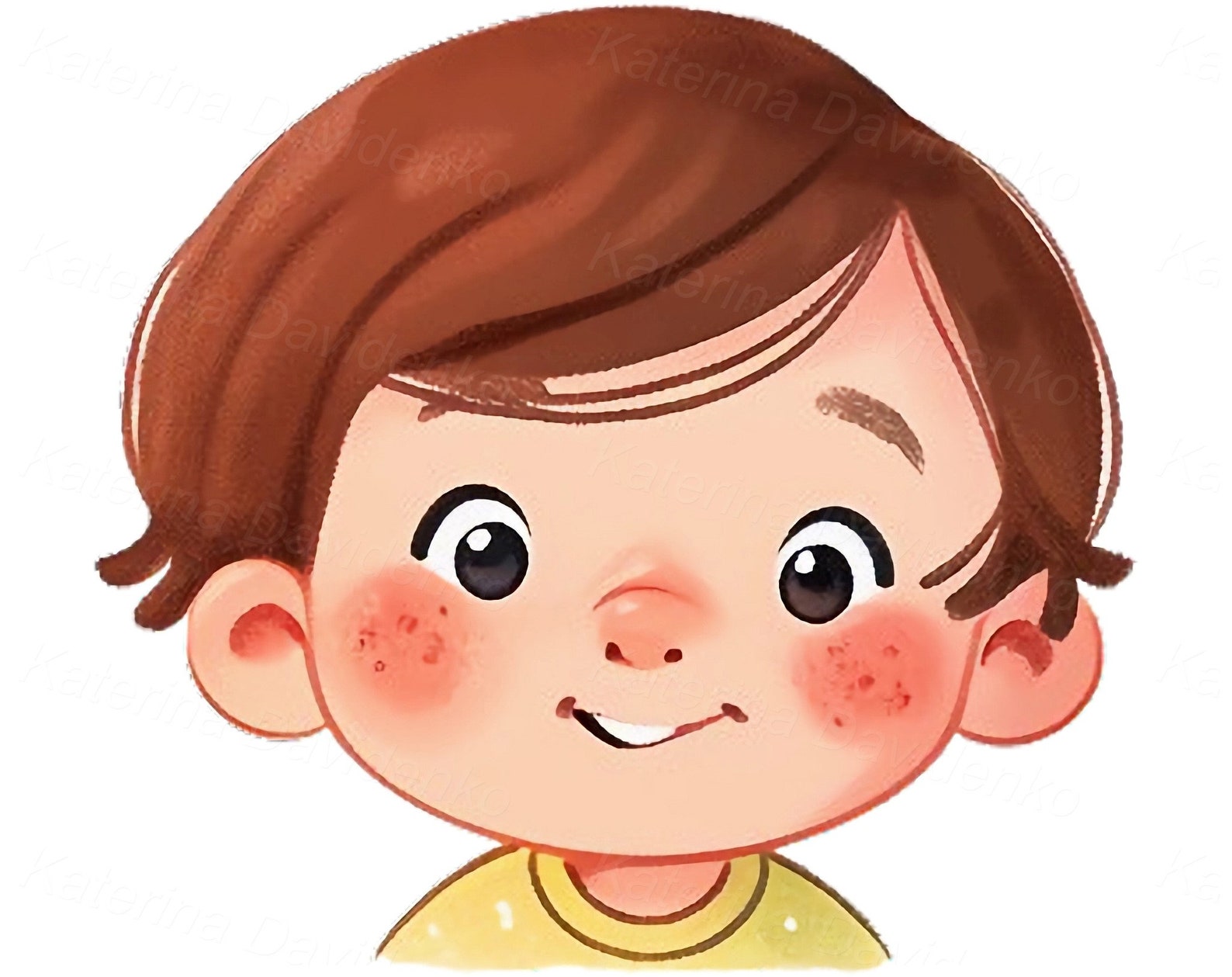 Set of Cartoon Multiethnic Children Faces Png Clipart. Smiling Kids ...