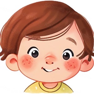Set of Cartoon Multiethnic Children Faces Png Clipart. Smiling Kids ...