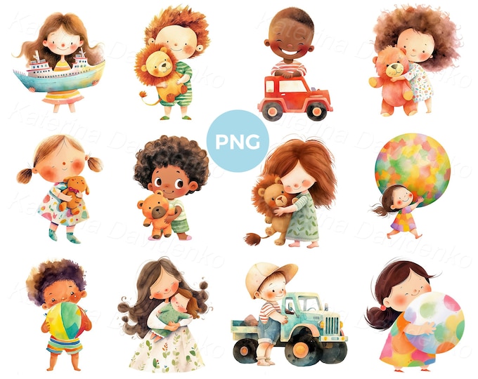 PNG Cliparts of Happy Kids Activities During the Summer Season. Cartoon ...
