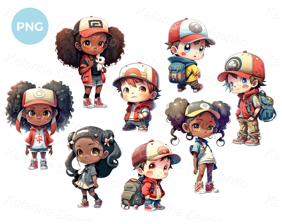 Set of Cute Cartoon Kids PNG Clipart School Children - Etsy