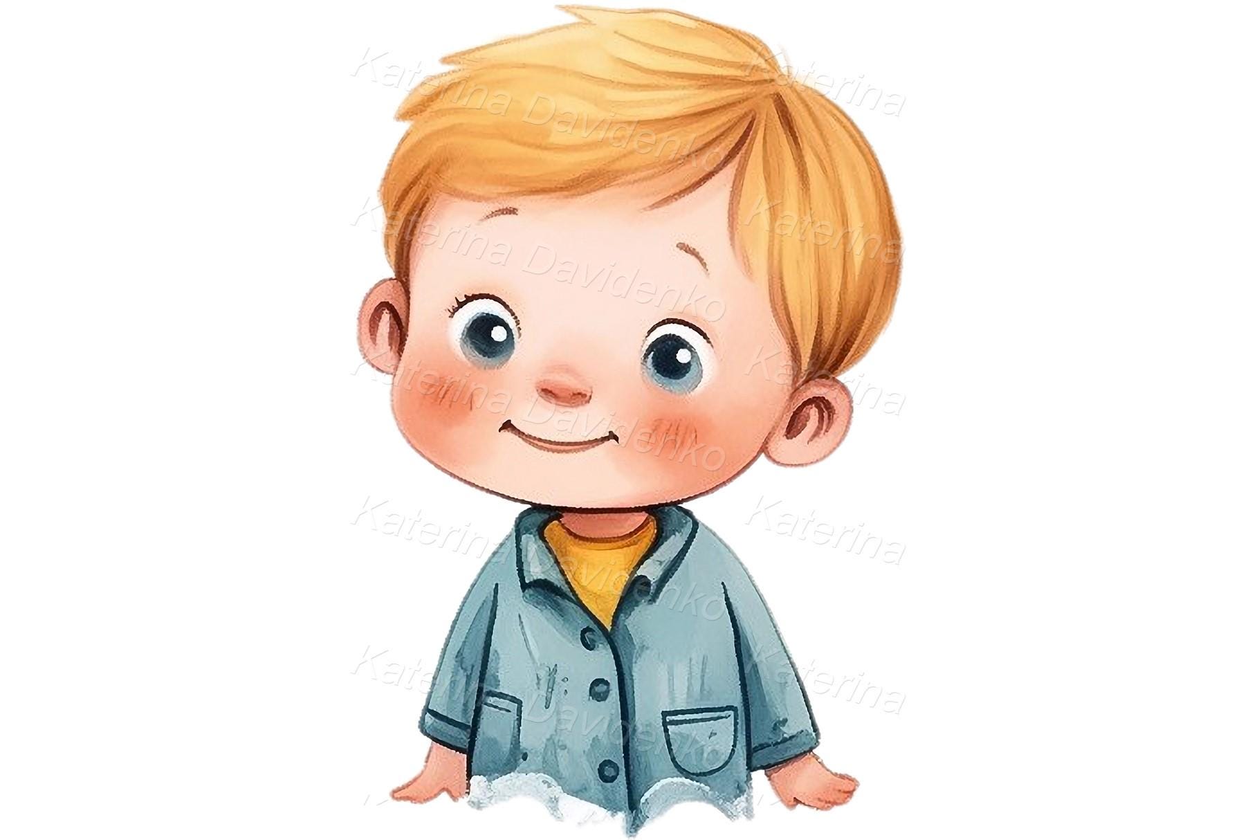 Set of Happy Cartoon Kids Faces Clipart, Multinational Children PNG ...