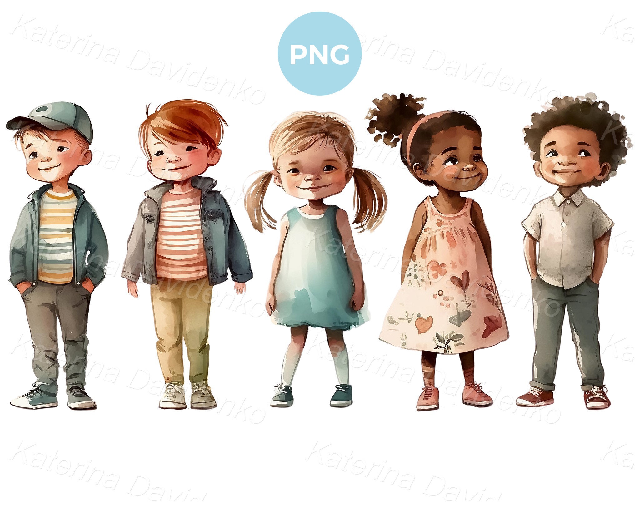 Set of Happy Cartoon Boys and Girls of Different Nationalities Standing ...