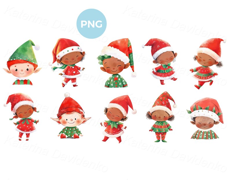 Happy Christmas Kids Clipart. Set of Cute Cartoon Little Children in ...